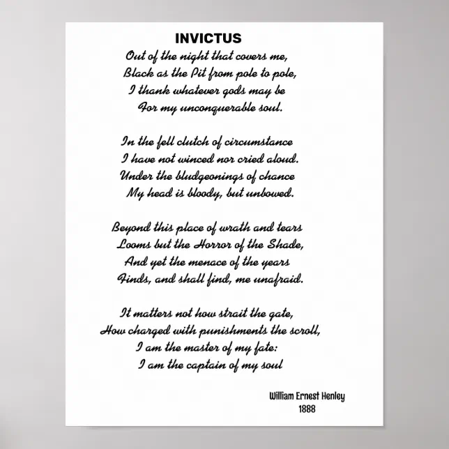 INVICTUS poem Poster | Zazzle