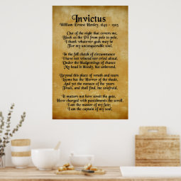 "Invictus", Victorian poem on parchment Poster | Zazzle