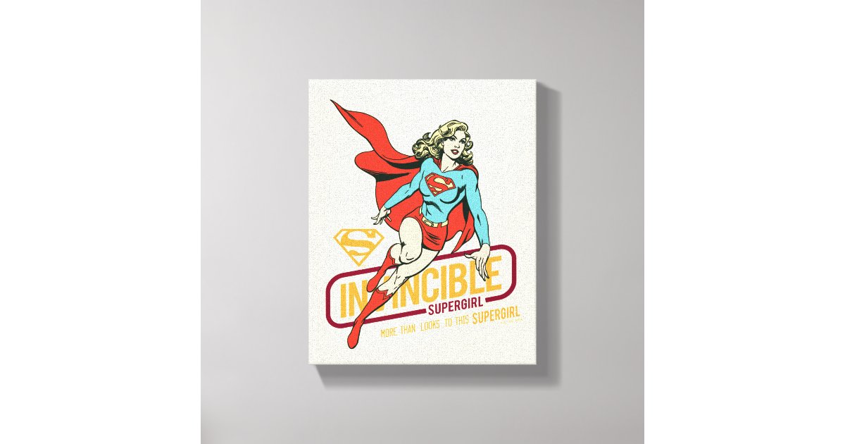 Invincible Supergirl Retro Graphic Canvas Print | Zazzle