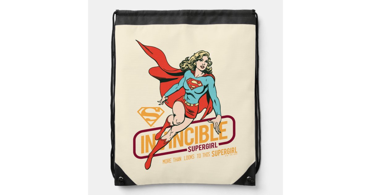 Invincible Supergirl Retro Graphic Drawstring Bag | Zazzle
