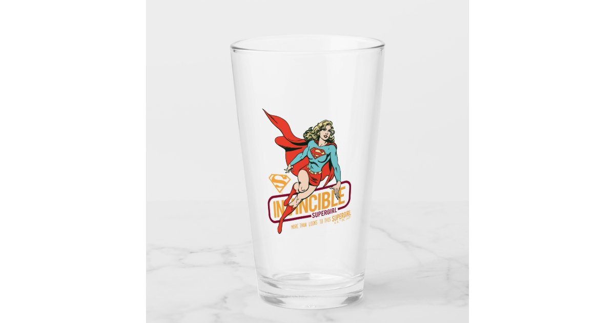 Invincible Supergirl Retro Graphic Glass | Zazzle