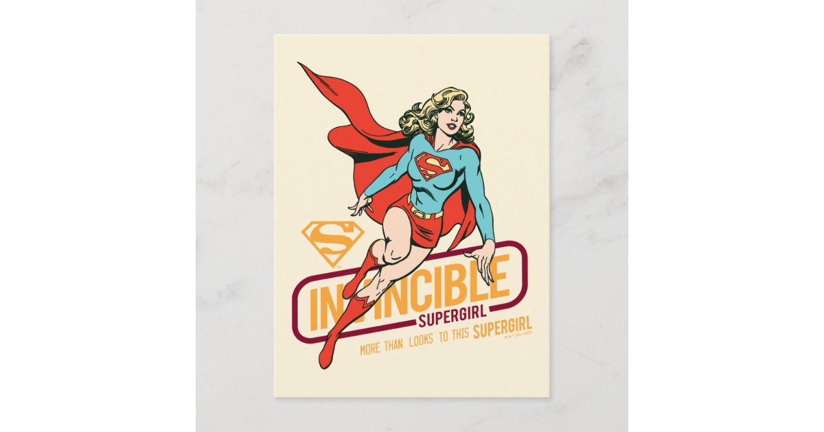 Invincible Supergirl Retro Graphic Postcard | Zazzle