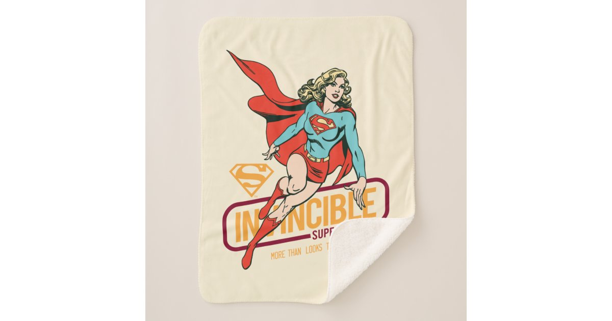 Invincible Supergirl Retro Graphic Sherpa Blanket | Zazzle