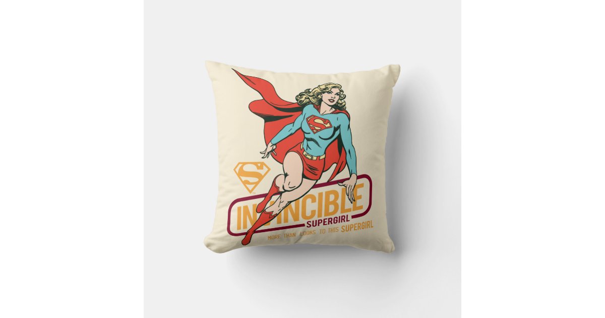 Invincible Supergirl Retro Graphic Throw Pillow | Zazzle