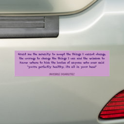 Invisible Disability Bumper Sticker | Zazzle