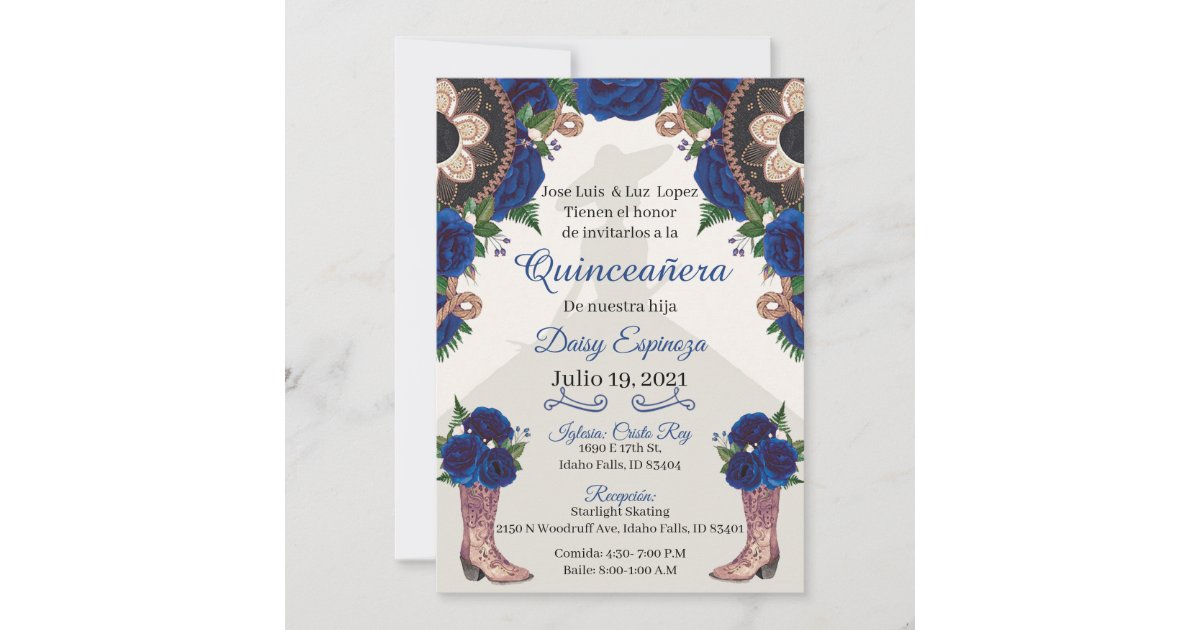 Invitación Charra Quinceanera Invitation, Royal bl Invitation | Zazzle