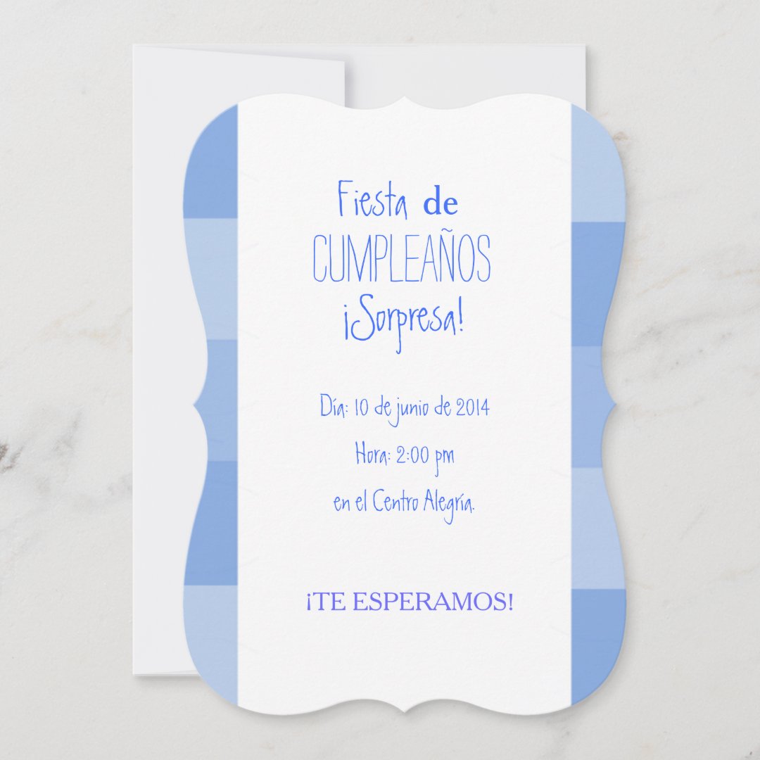 Invitación - Fiesta Sorpresa de Cumpleaños - Azul Invitation | Zazzle