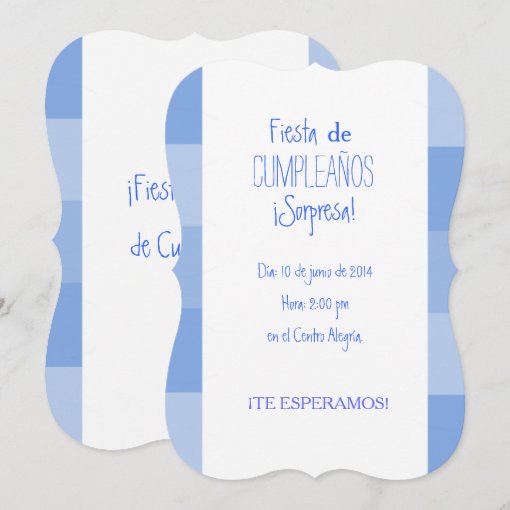 Invitación - Fiesta Sorpresa de cumpleaños - Azul Invitation | Zazzle
