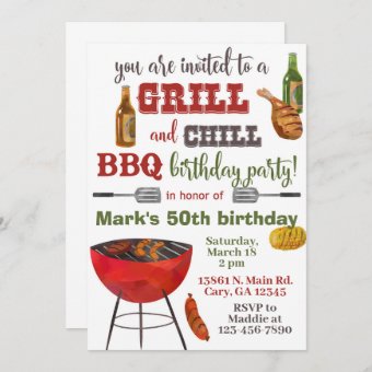 Invitación Grill & Chill BBQ birthday invitation. Invitation | Zazzle