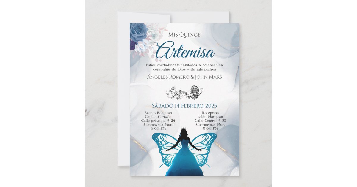Invitación mariposa azul quincañera invitation | Zazzle