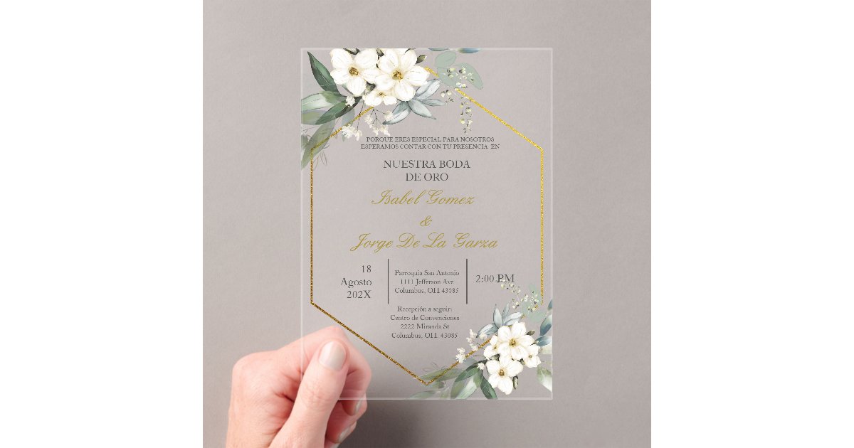 Invitación para boda de oro acrylic invitations | Zazzle