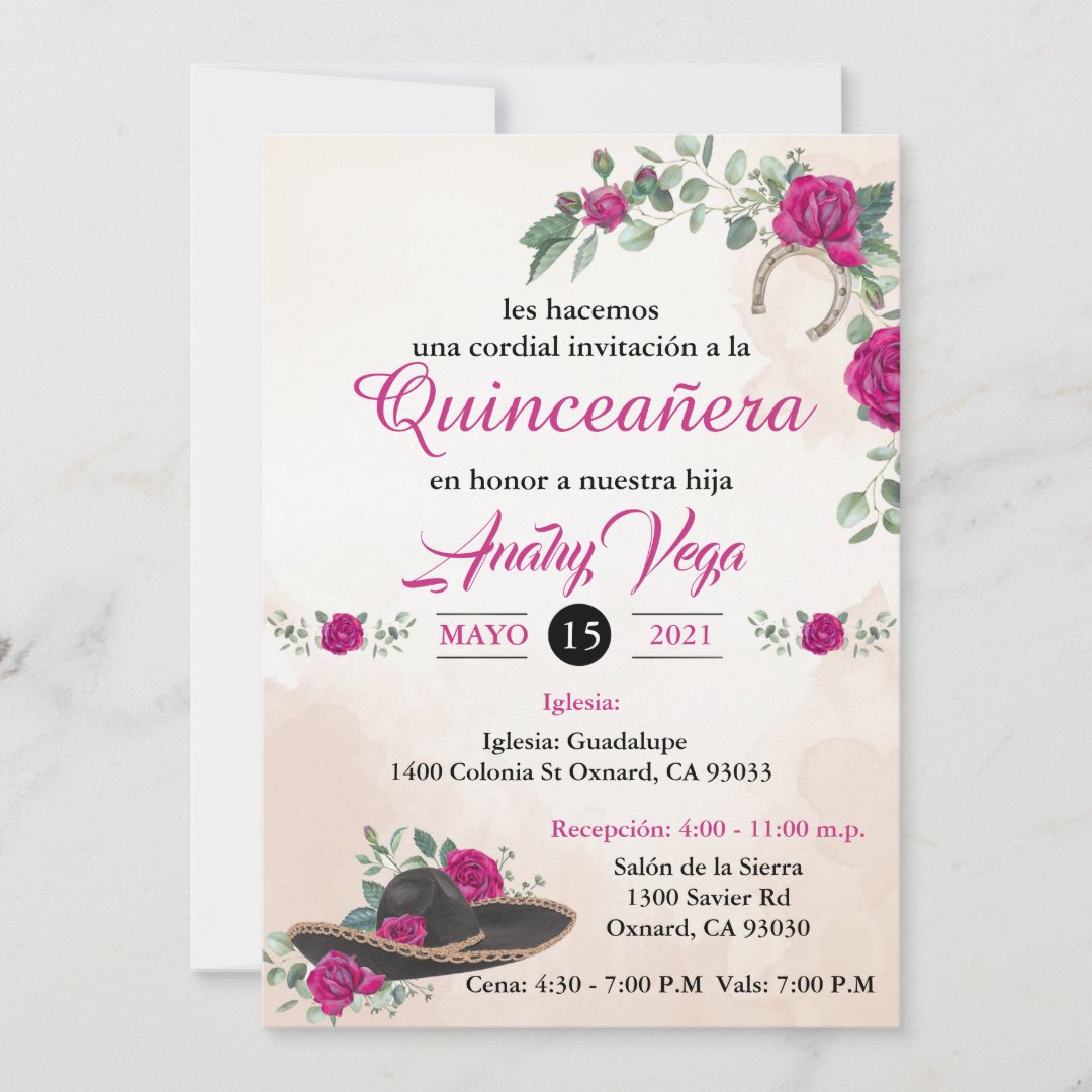 Invitación QUINCEANERA Mariachi Charra Blush Pink Invitation | Zazzle