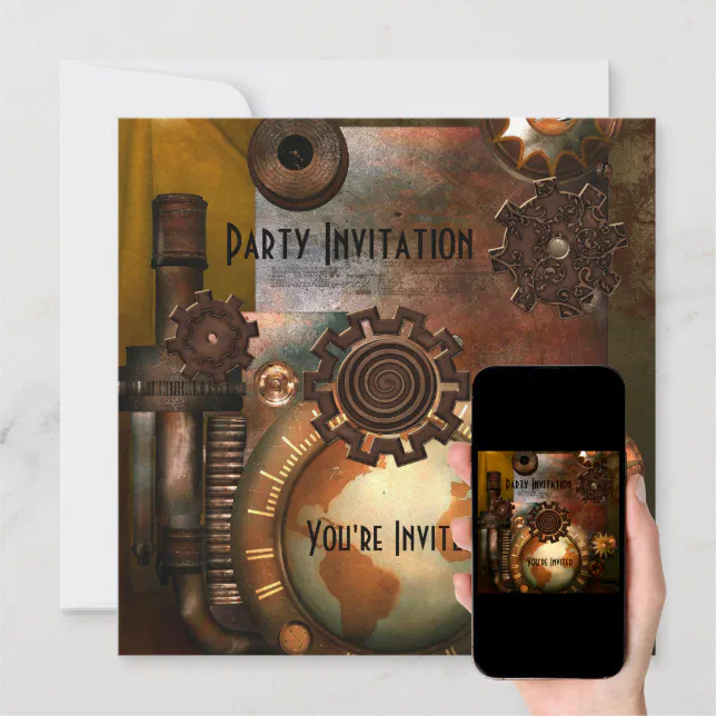 Invitation All Occasions Zizzago Steampunk Design | Zazzle