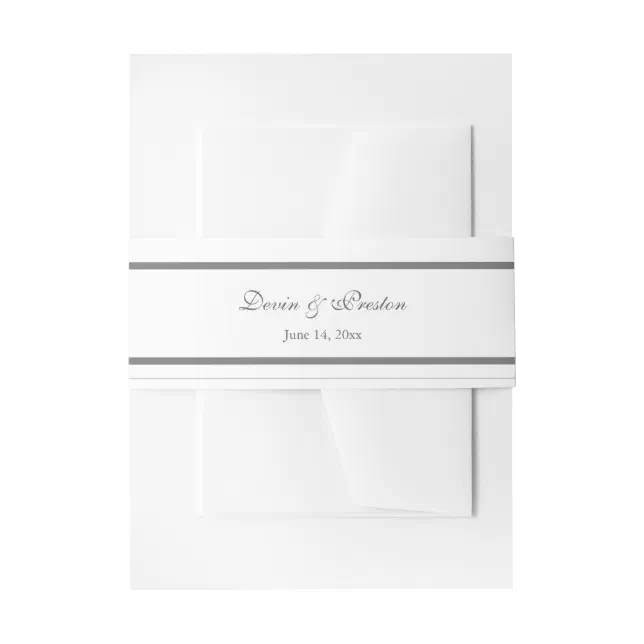 Invitation Belly Band with Gray Border | Zazzle