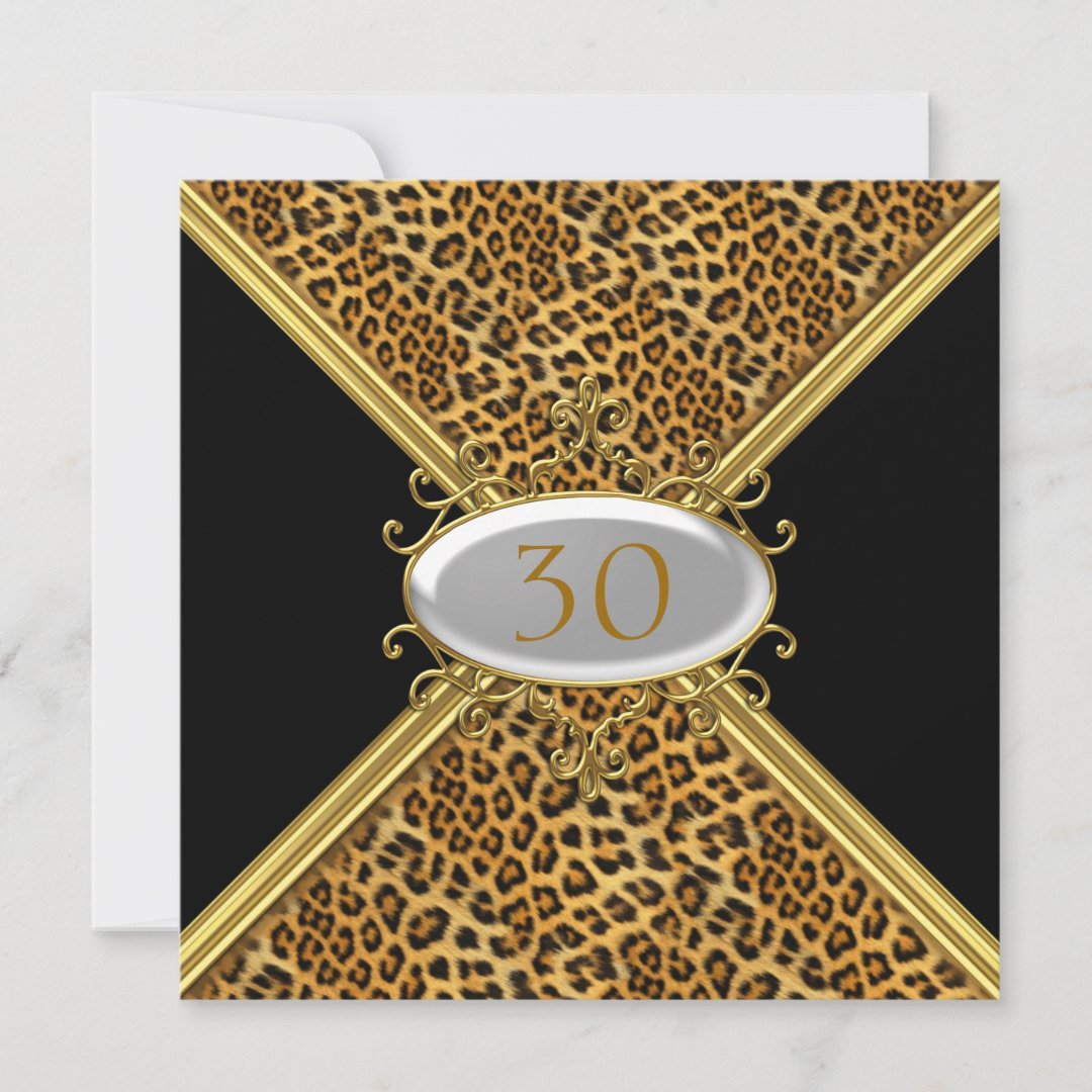Invitation Black Leopard skin Birthday Anniversary | Zazzle