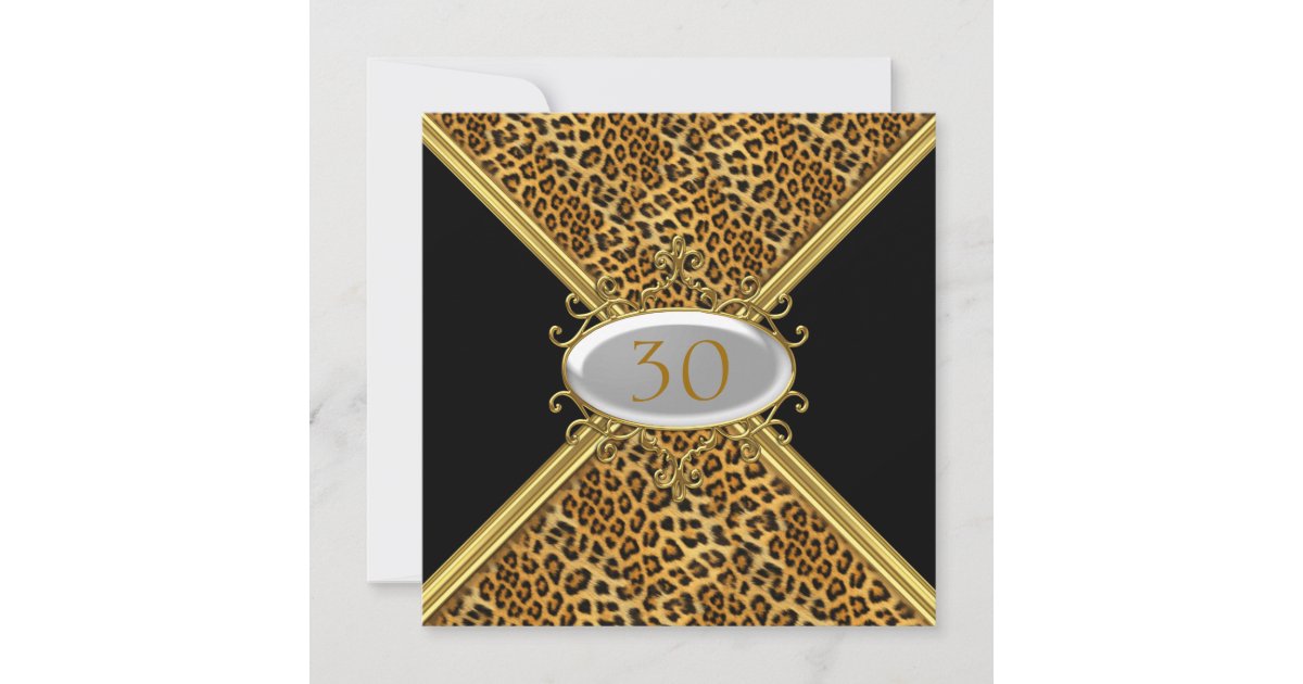 Invitation Black Leopard skin Birthday Anniversary | Zazzle