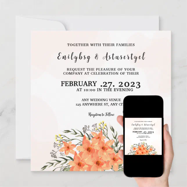 Invitation Card Color Flower Design Template | Zazzle