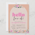 Invitation Dusty Rose floral "hello four-oh" retro | Zazzle