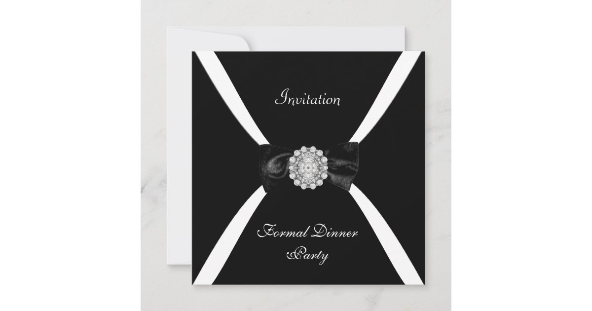Invitation Elegant Elegant Black White Bow Tie | Zazzle