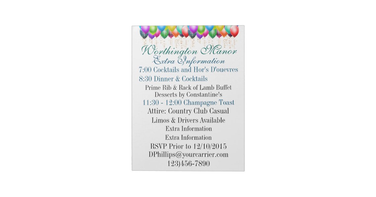 Invitation Enclosure Sheets Notepad | Zazzle