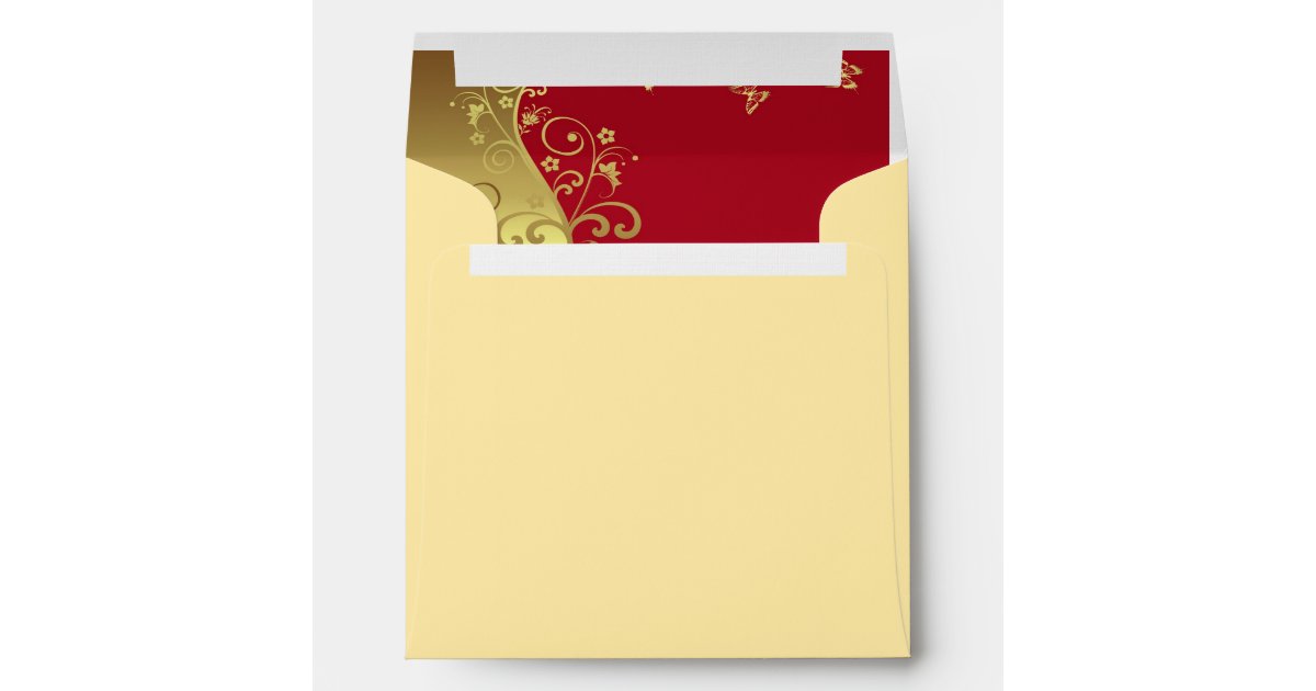 Invitation Envelope--Red & Gold Swirls Envelope | Zazzle