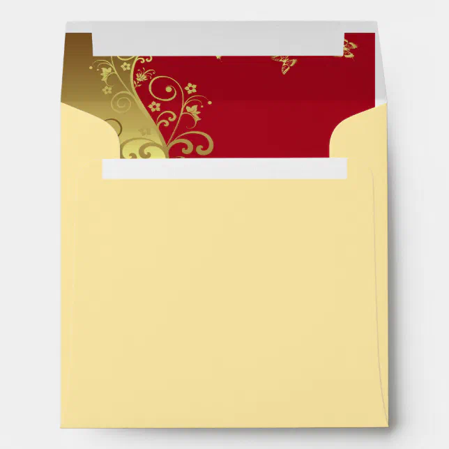 Invitation Envelope--Red & Gold Swirls Envelope | Zazzle