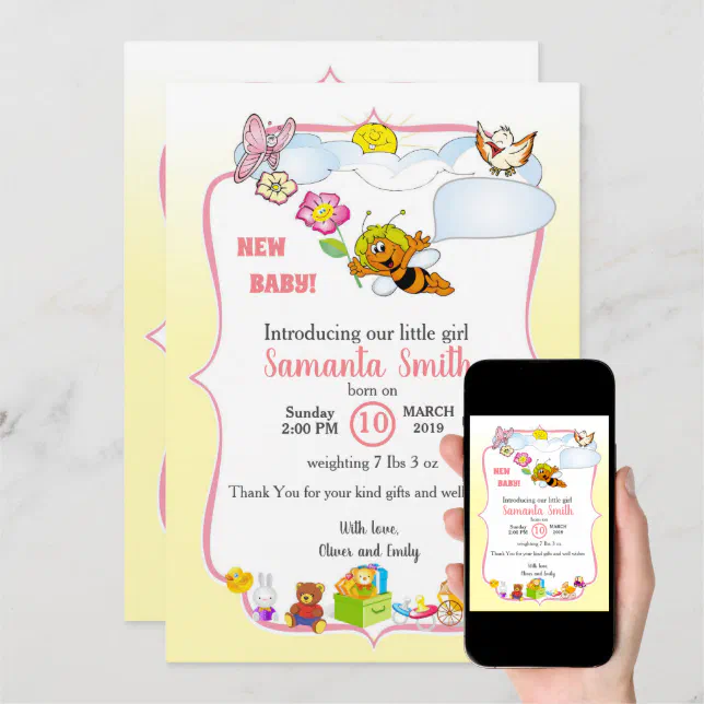 invitation for baby introduction, girl | Zazzle