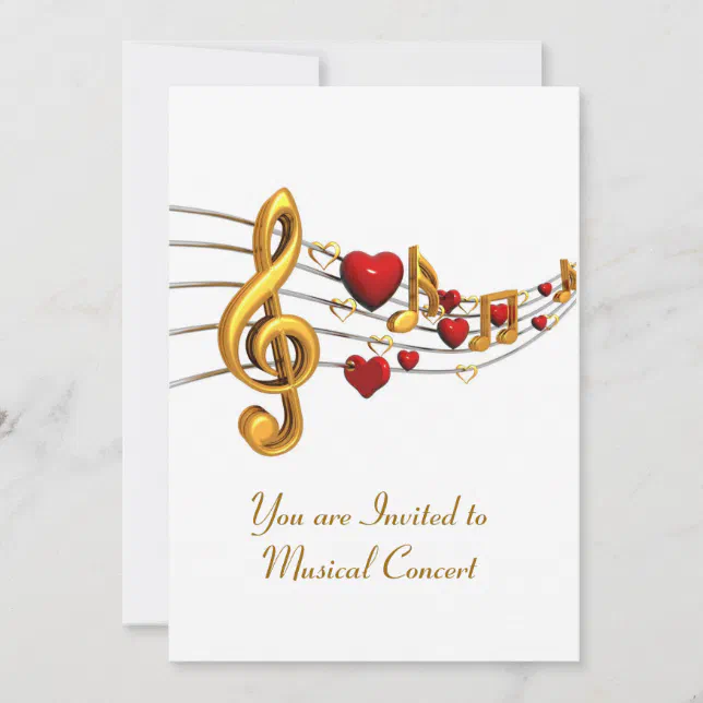 Invitation for Musical Concert in Gold Lettering | Zazzle