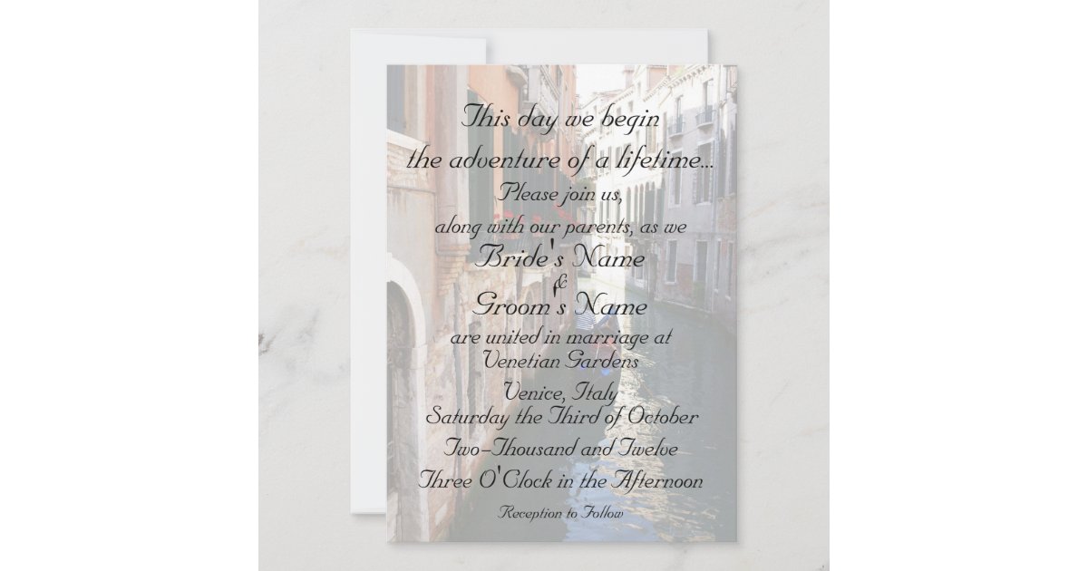 Invitation for Venice Themed Wedding | Zazzle