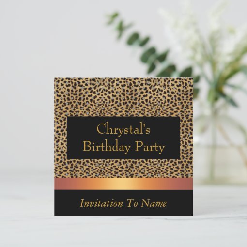 Invitation Leopard Print Invite Birthday Party | Zazzle