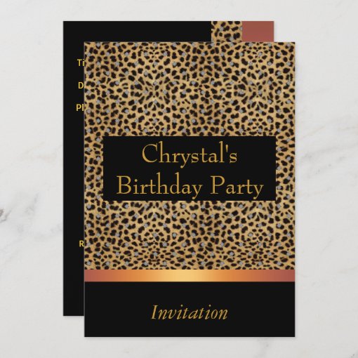 Invitation Leopard Print Invite Birthday Party | Zazzle
