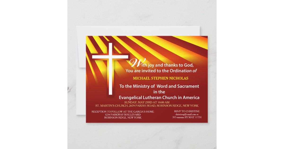Invitation Ordination Lutheran Minister Customize | Zazzle
