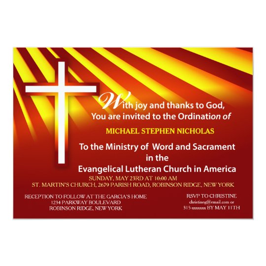 Invitation Ordination Lutheran Minister Customize | Zazzle.com