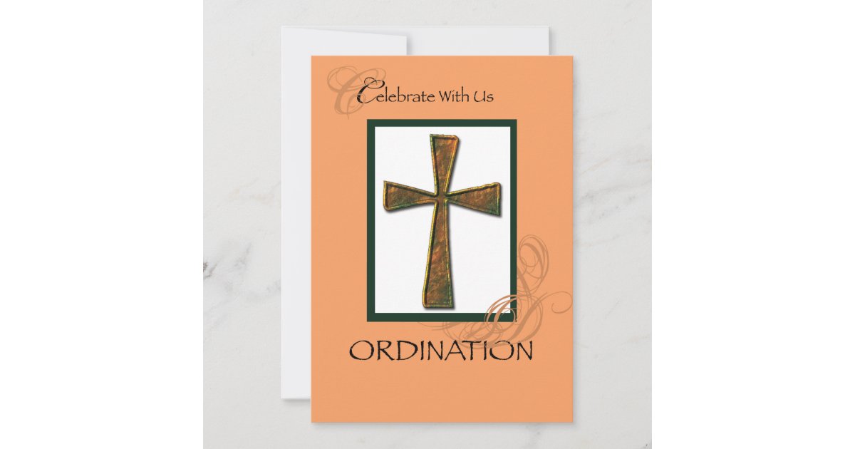 Invitation Ordination Metallic Cross | Zazzle
