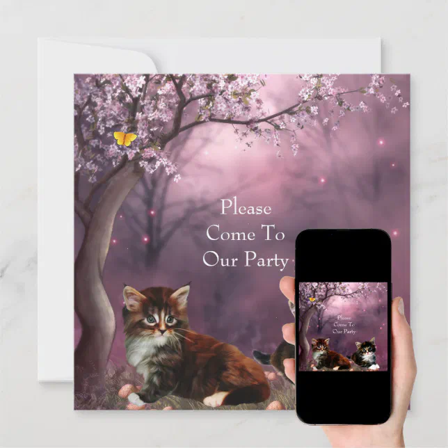Invitation Party Kittens Cats Enchanted | Zazzle