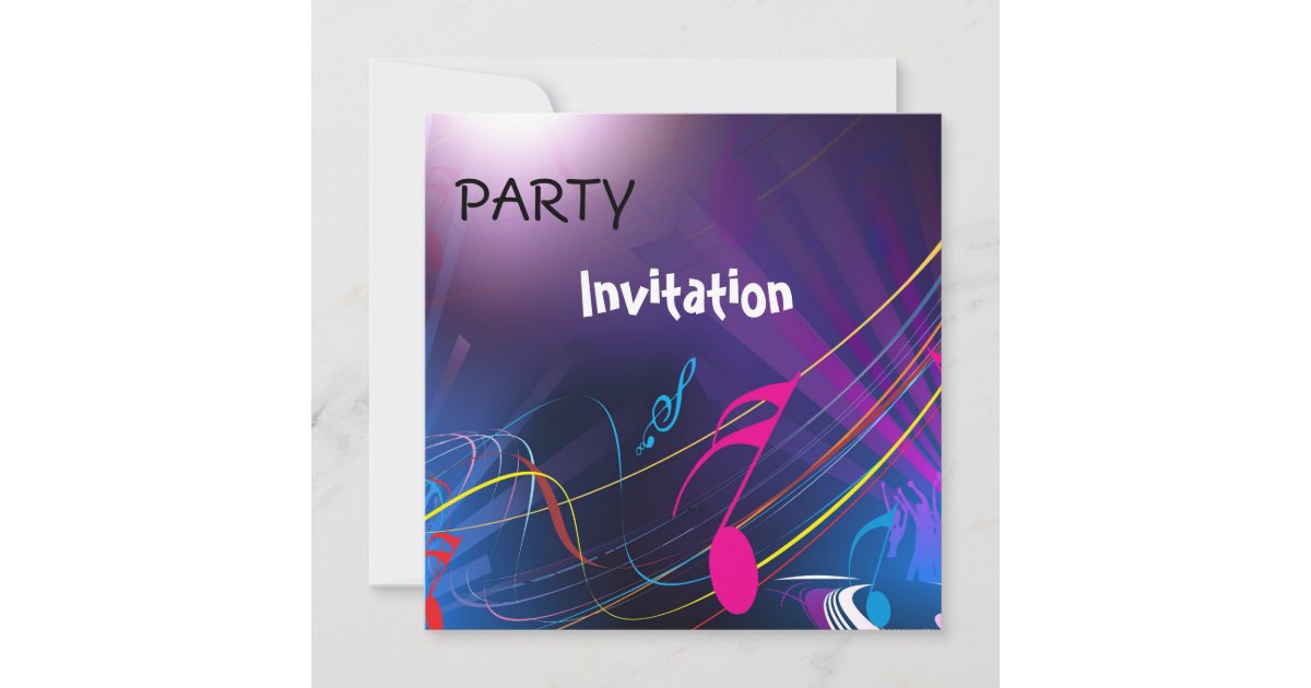 Invitation Party Music Notes Blue | Zazzle