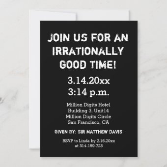 Invitation Pi Day Party Circle, Customizable | Zazzle