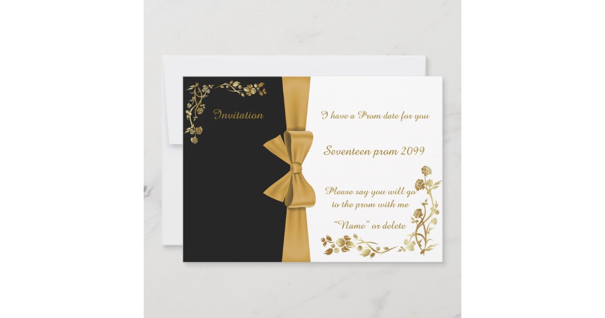 Invitation Prom,Seventeen Prom,elegant,gold ribbon | Zazzle