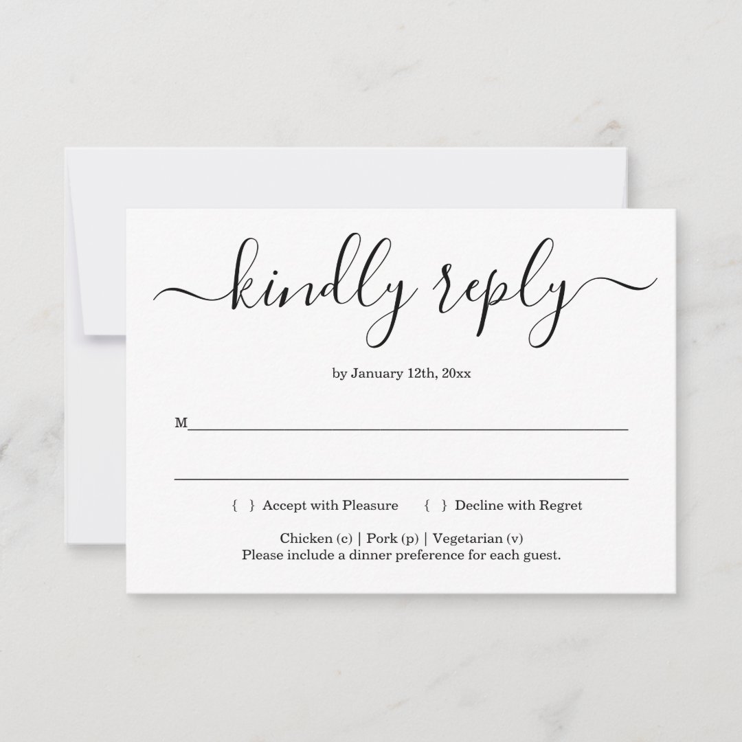Invitation Reply Card Insert - Simple | Zazzle