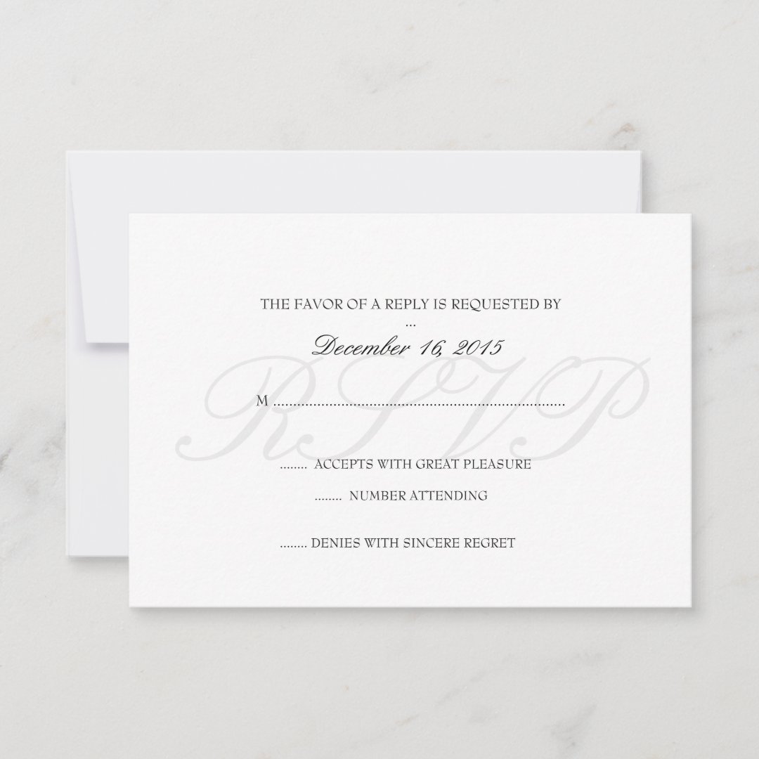 Invitation RSVP Card | Basic (RSVP)-white | Zazzle