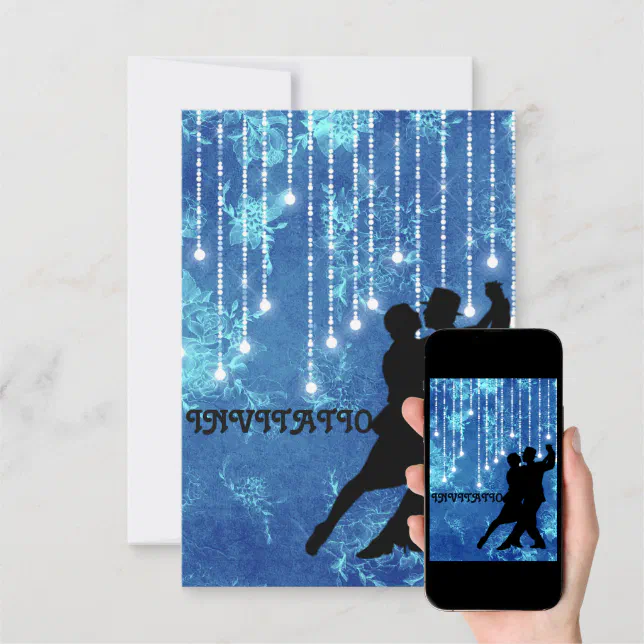 Invitation Tango Flamenco Latin Dance Blue | Zazzle