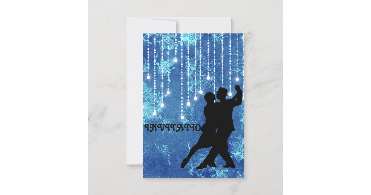 Invitation Tango Flamenco Latin Dance Blue | Zazzle