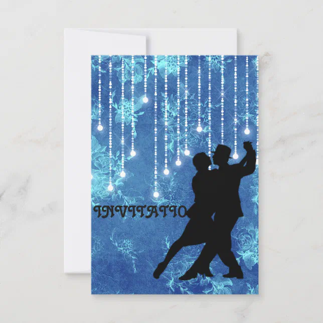 Invitation Tango Flamenco Latin Dance Blue | Zazzle