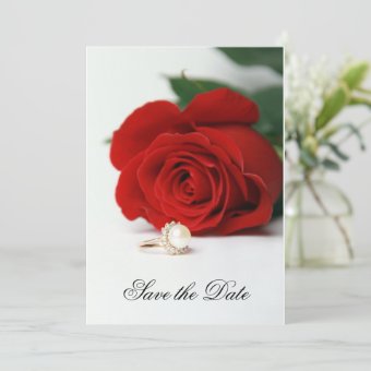 Invitation wedding card, Red Rose, Save the Date | Zazzle