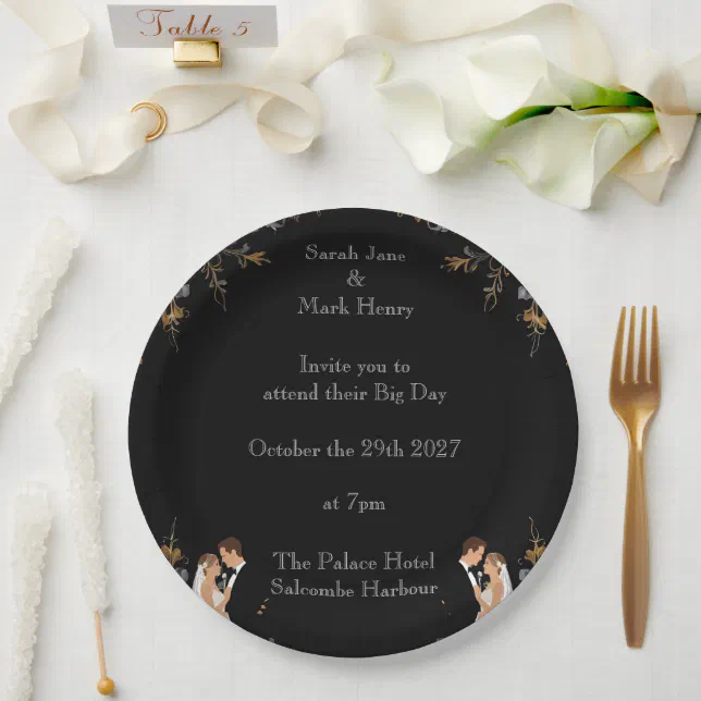 Invitation Wedding layout you can personalize Paper Plates | Zazzle