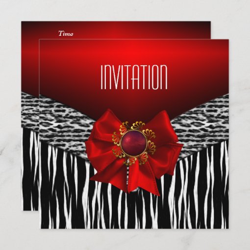 Invitation Wild Red Black White | Zazzle