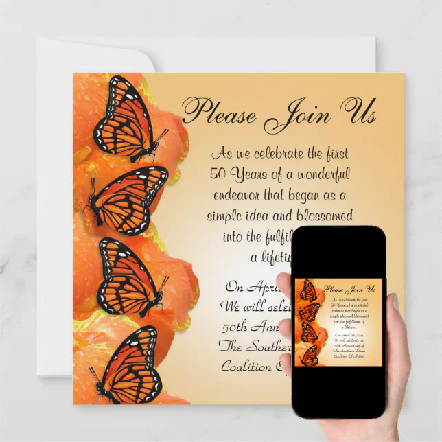Invitation with Monarch Butterflies for any event | Zazzle