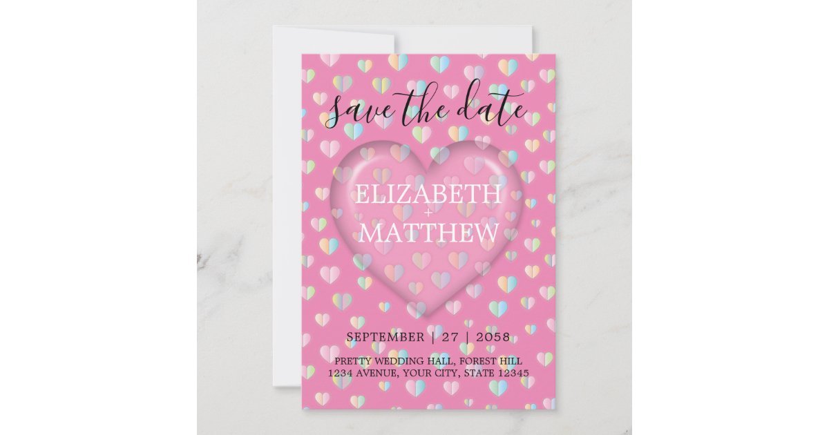 Invitation with Pink Heart and Speckles Template | Zazzle