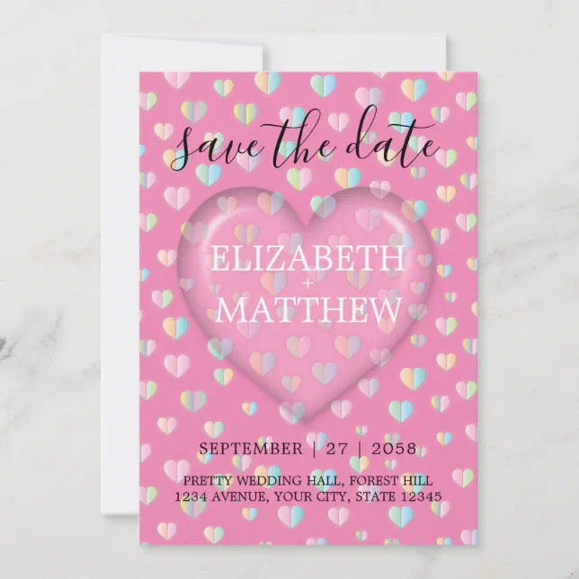 Invitation with Pink Heart and Speckles Template | Zazzle