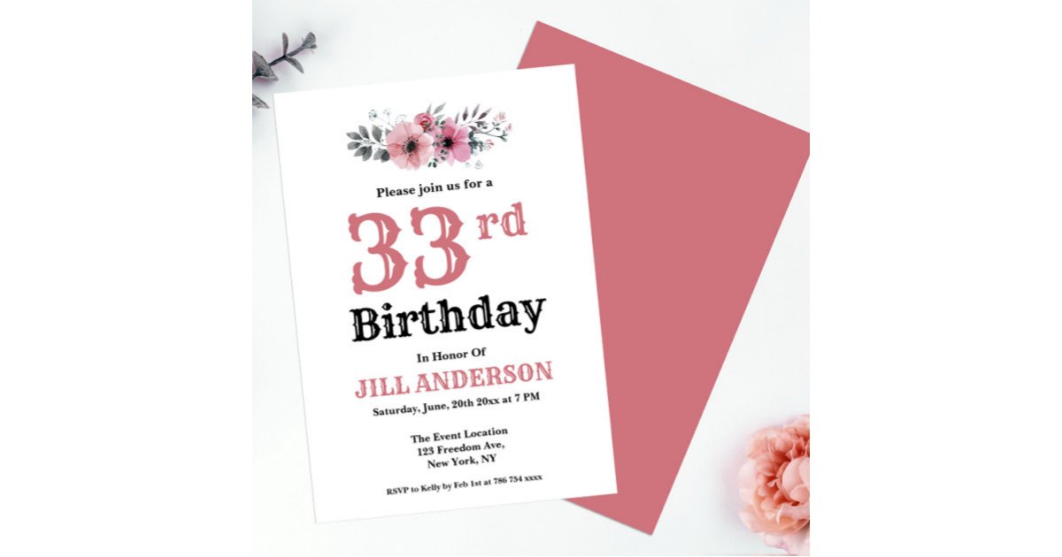 Invitations 33rd Birthday | Zazzle